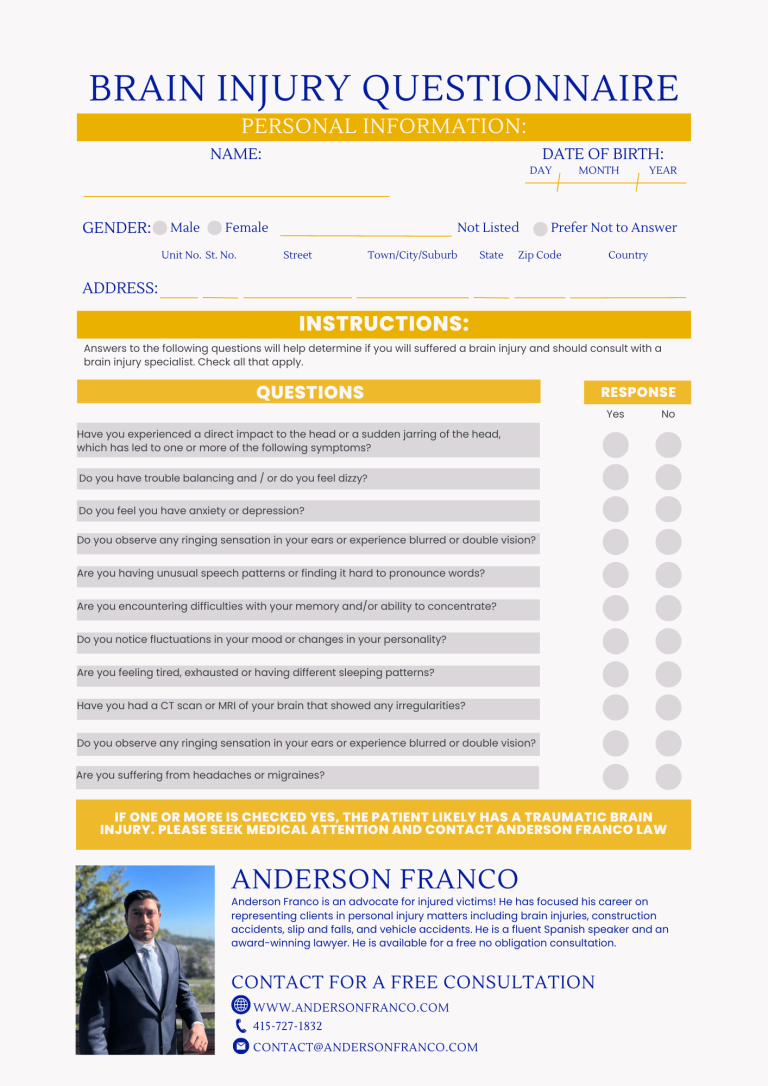 TBI Questionnaire | Anderson Franco Law